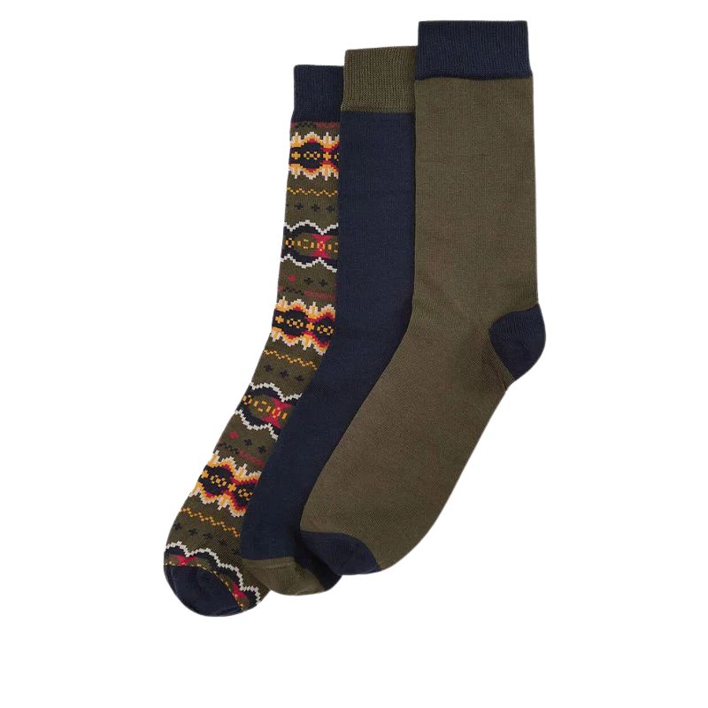 Barbour Case Fair Isle sokkegavesæt med tre par | Hubertushuset